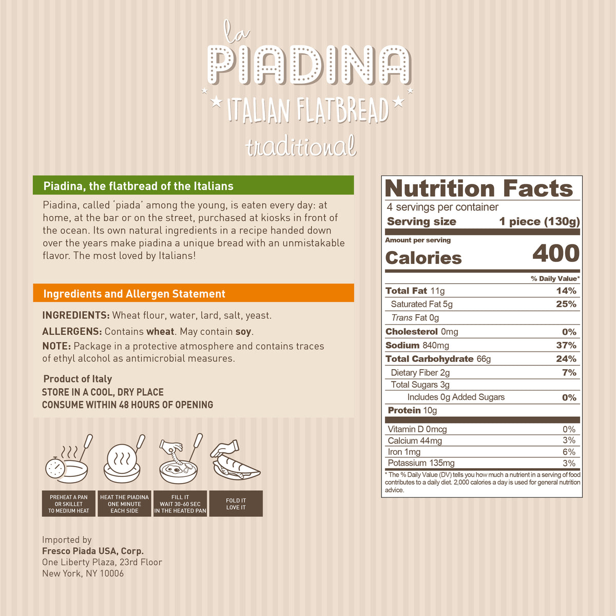 Italian Piadina Bread | Piada Romagnola | Fresco Piada USA